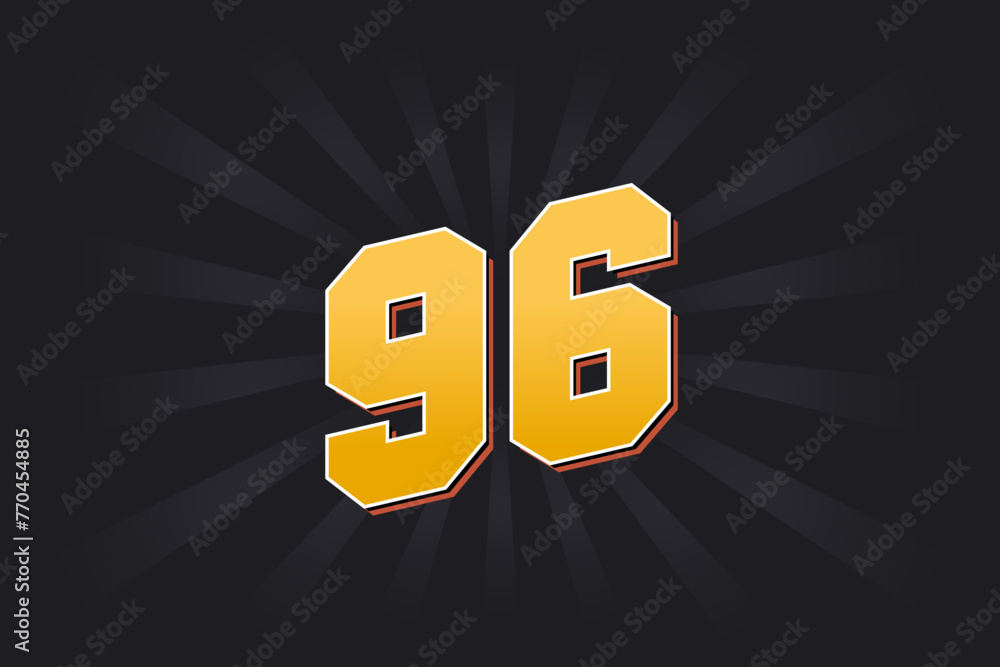 Number 96 vector font alphabet. Yellow 96 number with black background ...