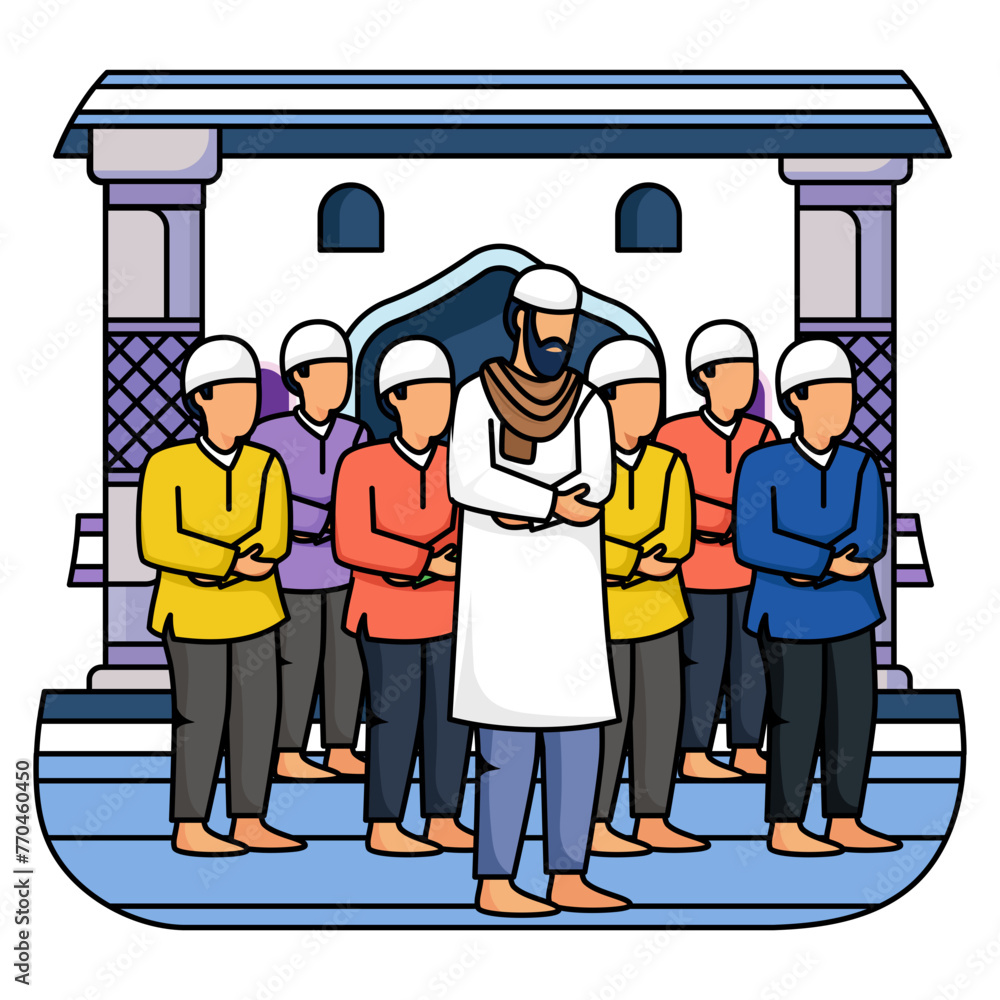 Jamaah or Jamat Concept, Group of Muslims Offering festival prayer ...