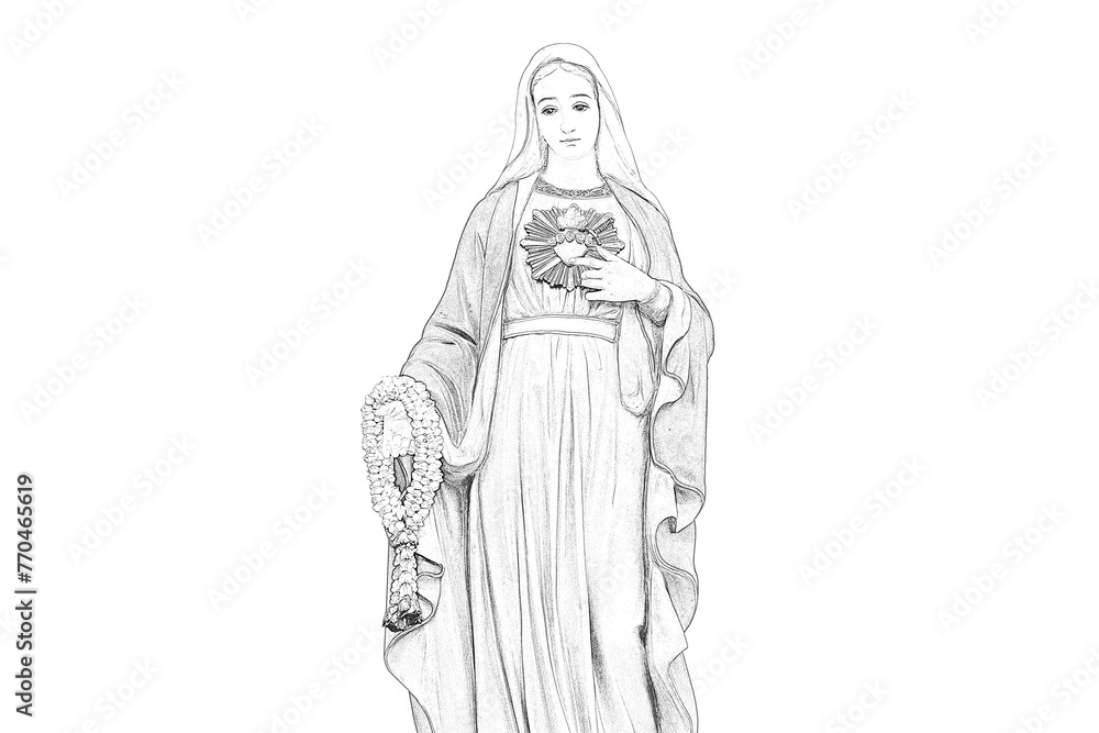 Beautiful Statue of Our lady of grace virgin Mary isolated on Vector ...