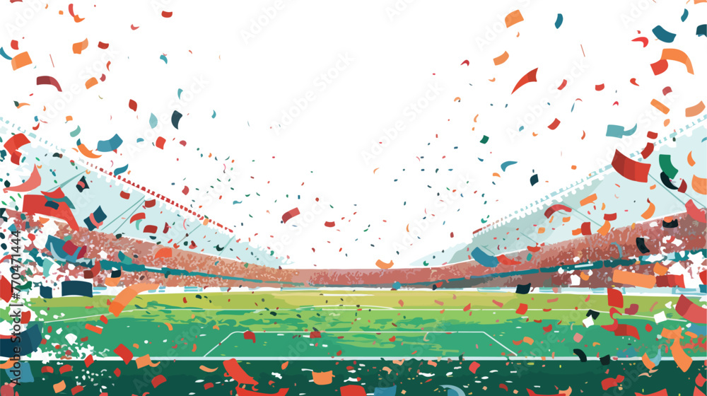Soccer stadium with confetti as its peak moment backgr Stock Vector ...