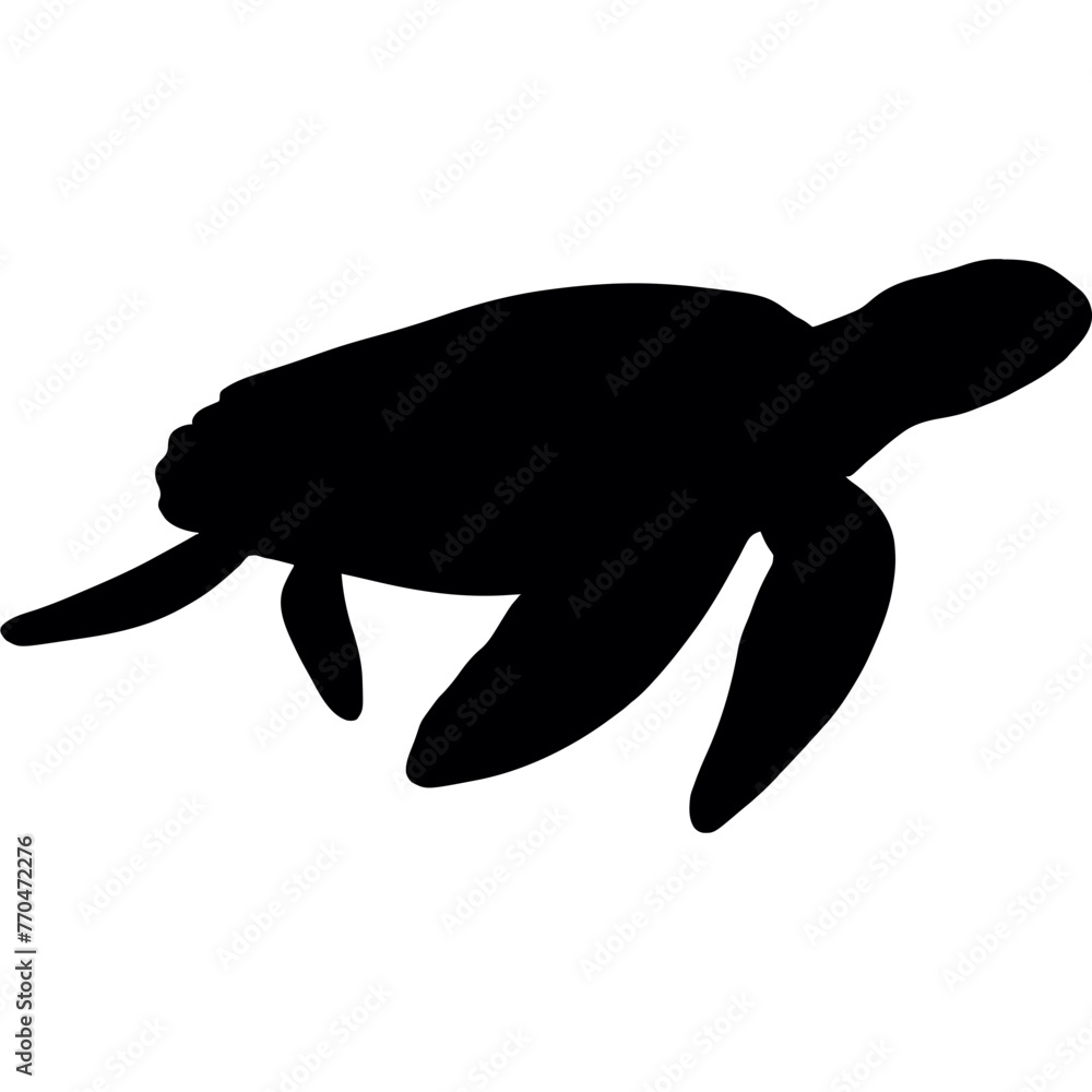 Sea animals silhouette, silhouettes of fish, shark, dolphin, turtle ...
