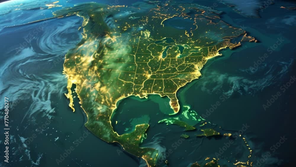 Explore the United States from above at night through a detailed ...