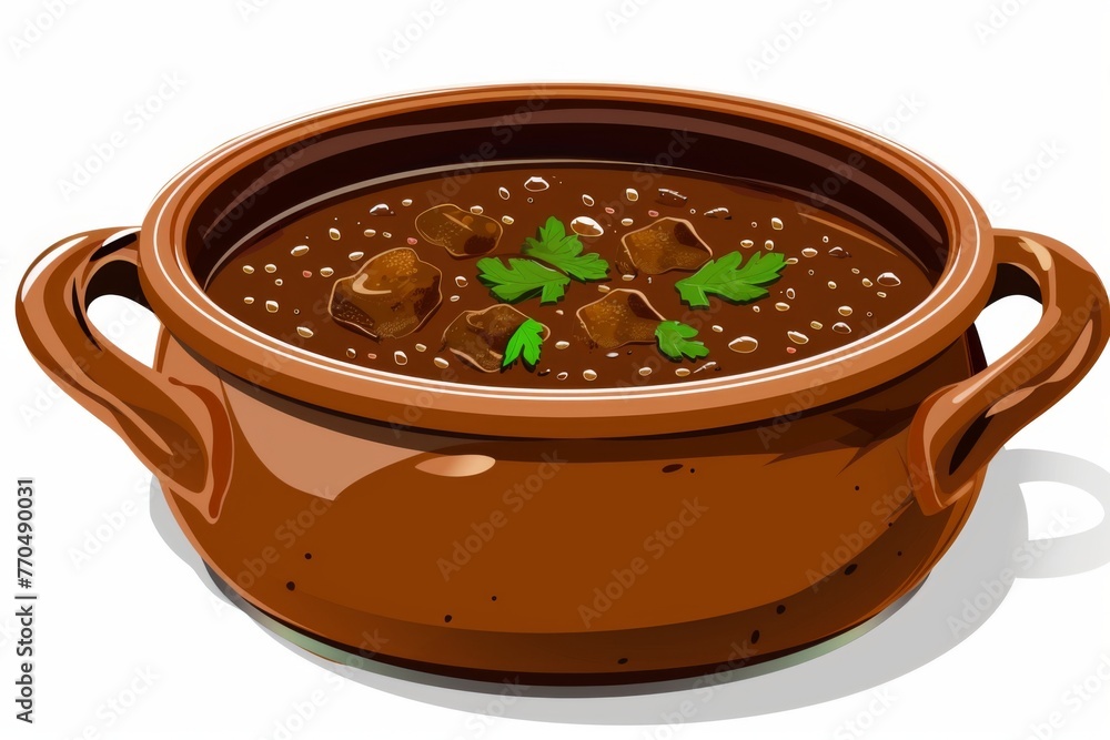An illustration of traditional Mexican mole sauce bubbling in a clay ...