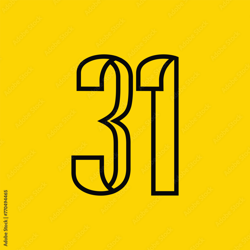 31 Logo, Number 31 icon, 31st Anniversary, black Color, Vector Template ...