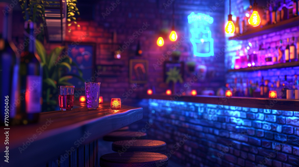 A cozy corner of a bar during a tasting event, with various drinks ...