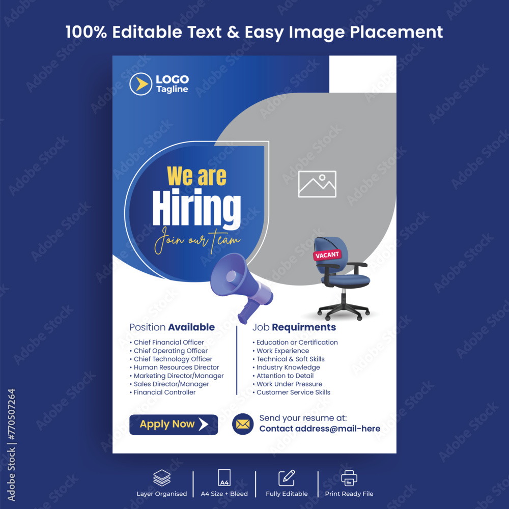 Vecteur Stock Editable print flyer or poster template job vacancy ...
