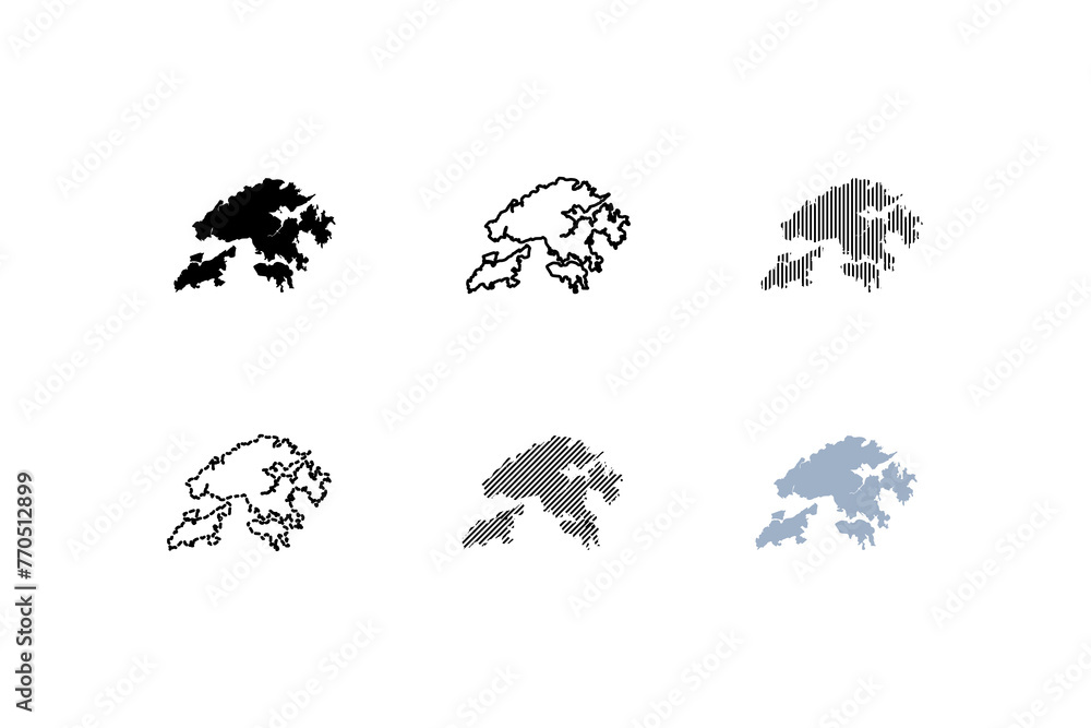 Outline map of the Hong Kong. Map of the Hong Kong. Linear style ...