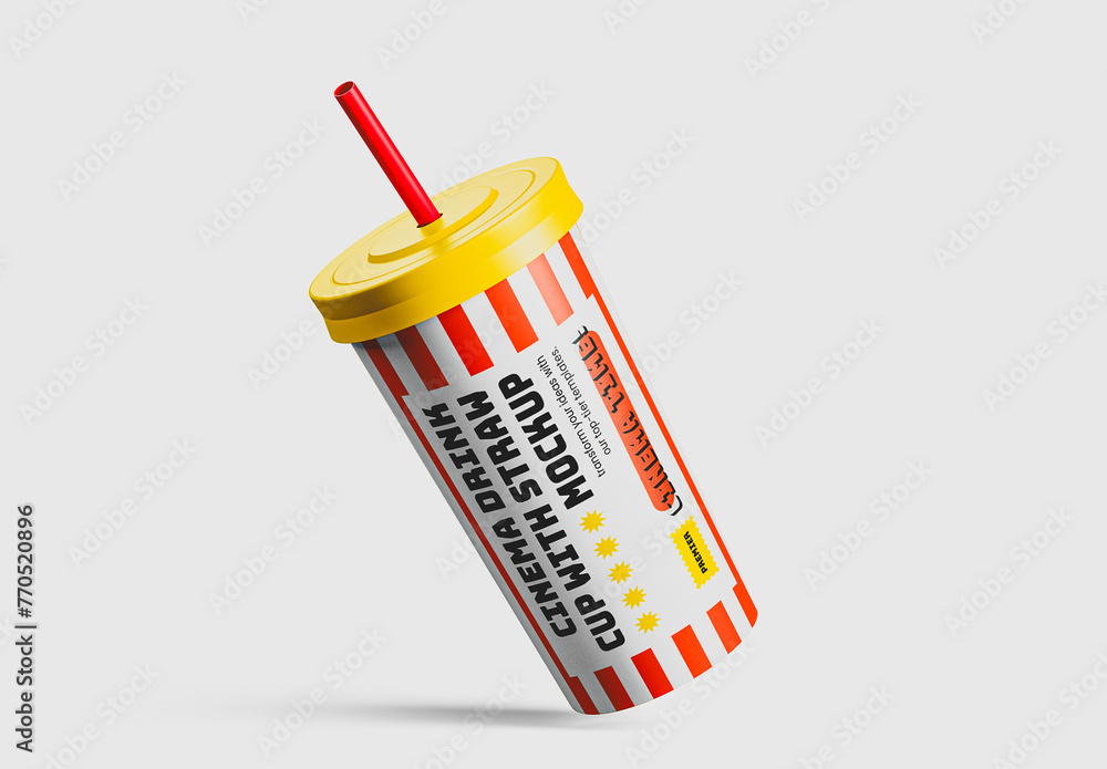 Cinema Drink Cup Mockup With Straw Stock Template | Adobe Stock