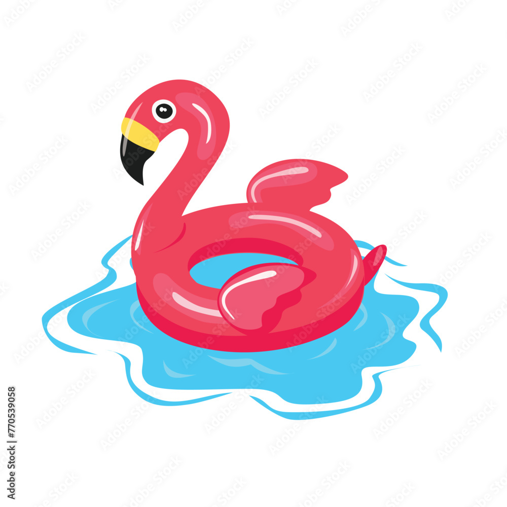 Swimming ring vector in flamingo shape. Inflatable float, inflatable ...