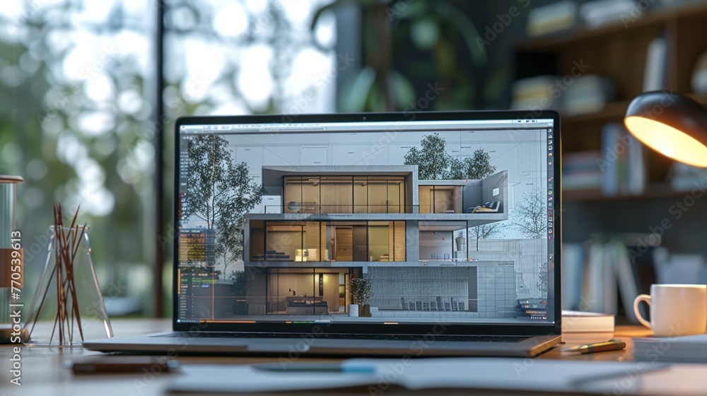 Digital design through architectural design software on transparent ...