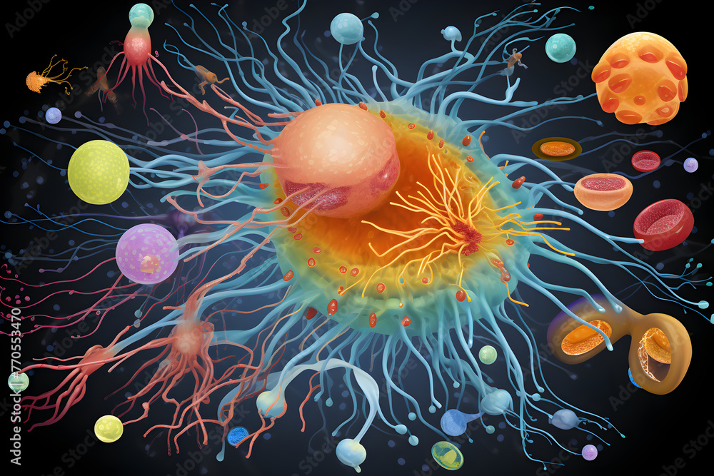 Detailed and Educational Graphic Representation of a Human Cell ...