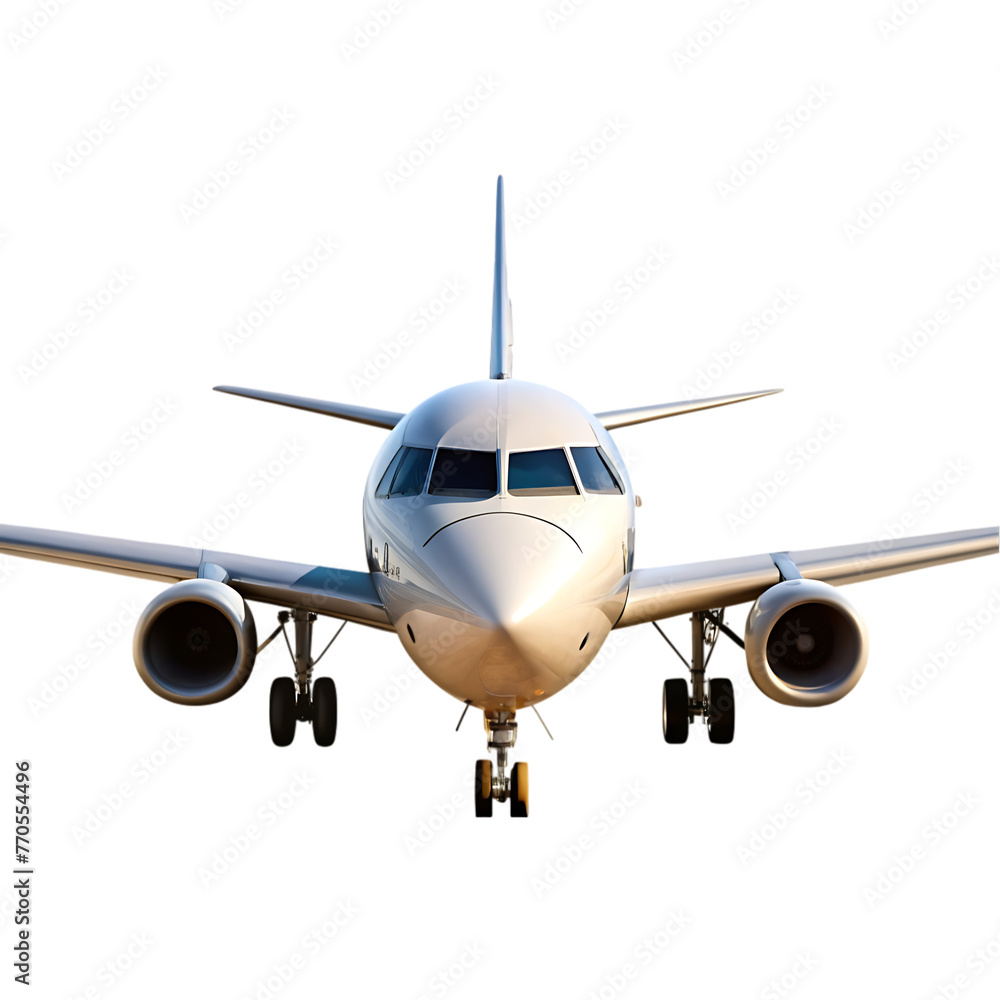 flying airplane set of realistic images on transparent background Stock ...