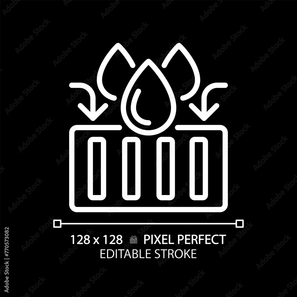 Stormwater runoff white linear icon for dark theme. Urban water ...