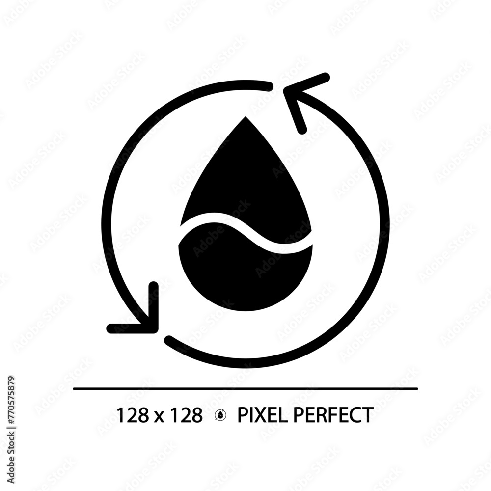 Reusing water black glyph icon. Water management. Reclaimed water ...