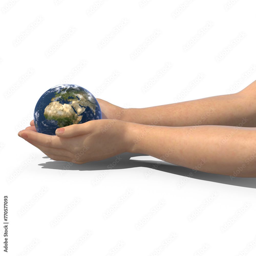 Harmonious 3D Hands Together Holding Earth in Daylight Model PNG - A ...