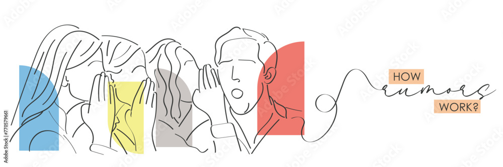 Hand draw line art vector of act of gossip, backbiting and badmouthing ...