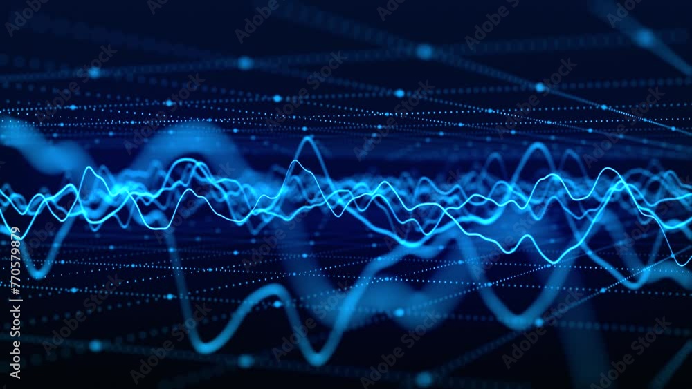 Vidéo Stock Wave of particles. Futuristic pattern of dots and lines on ...