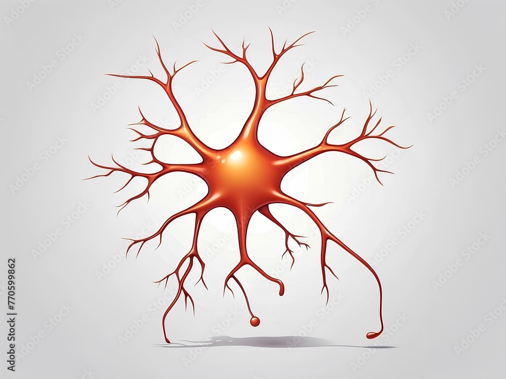 red neuron cell isolated on white background, ready for design, science ...