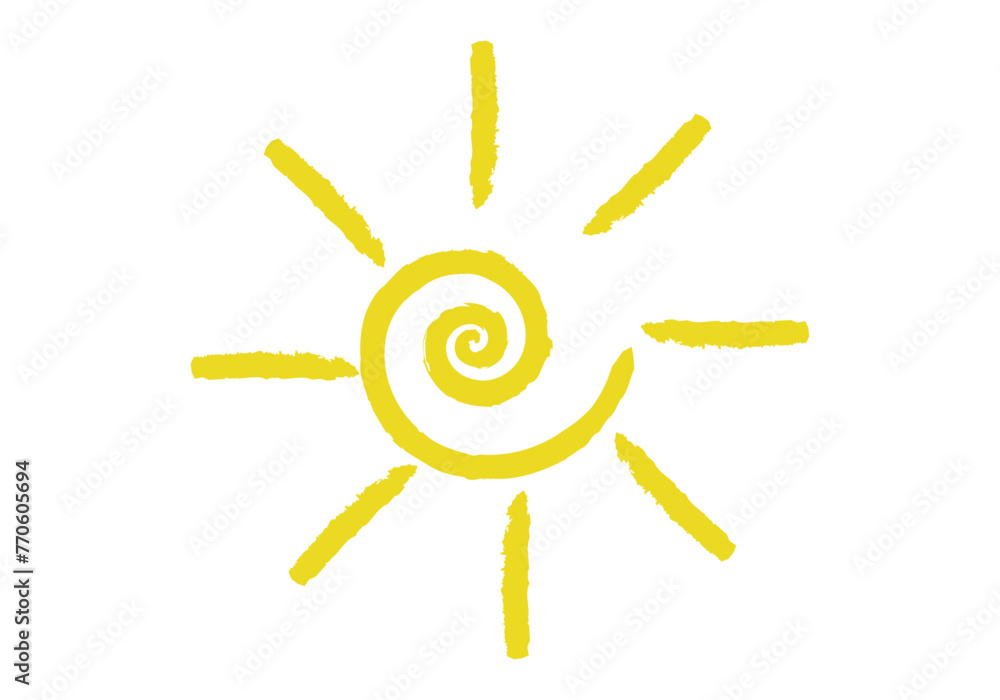Icono en espiral de un sol hecho de trazo amarillo. Stock Vector ...