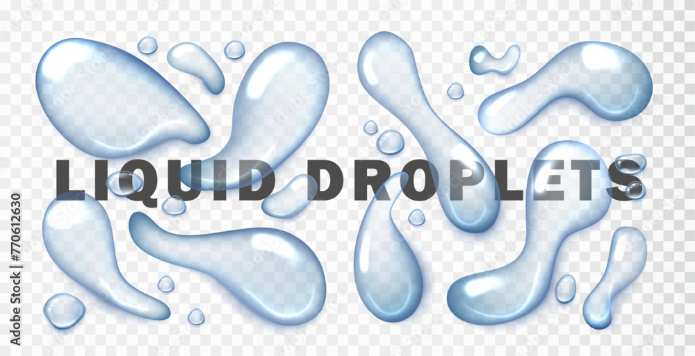 liquid droplet isolated on transparent background. Blue oil, serum ...