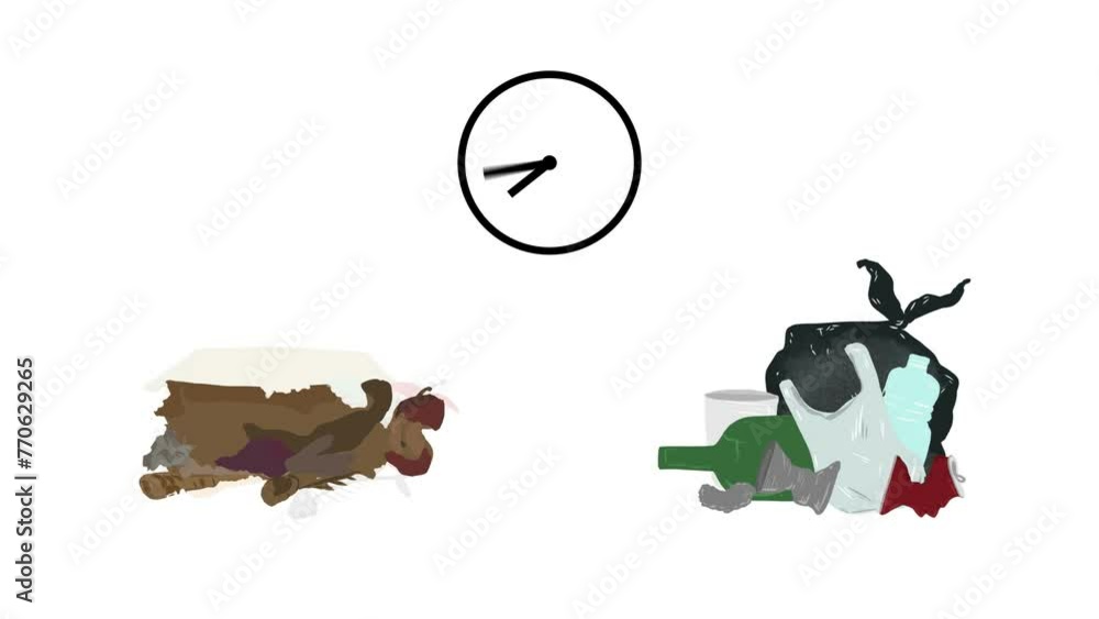 Biodegradable vs non biodegradable waste concept 4k animation ...