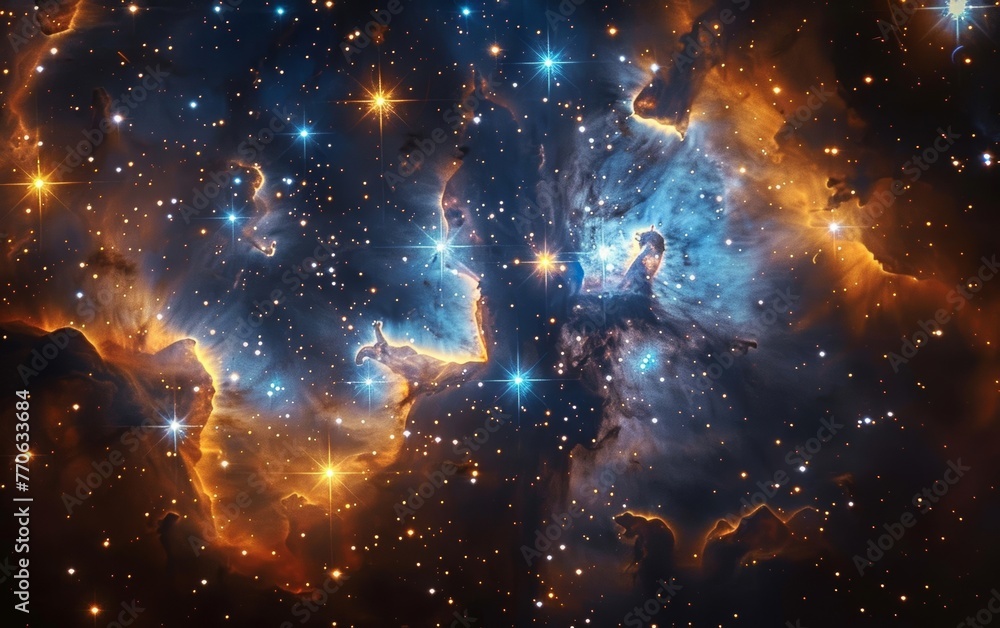 Glowing constellations illuminate the vast expanse of the cosmos ...