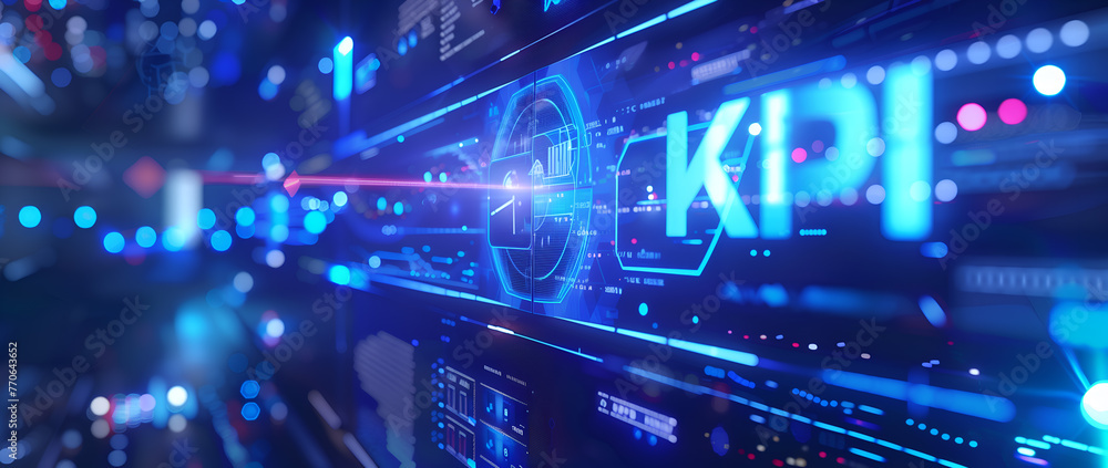 Abstract futuristic background with the "KPI" text on a digital screen ...
