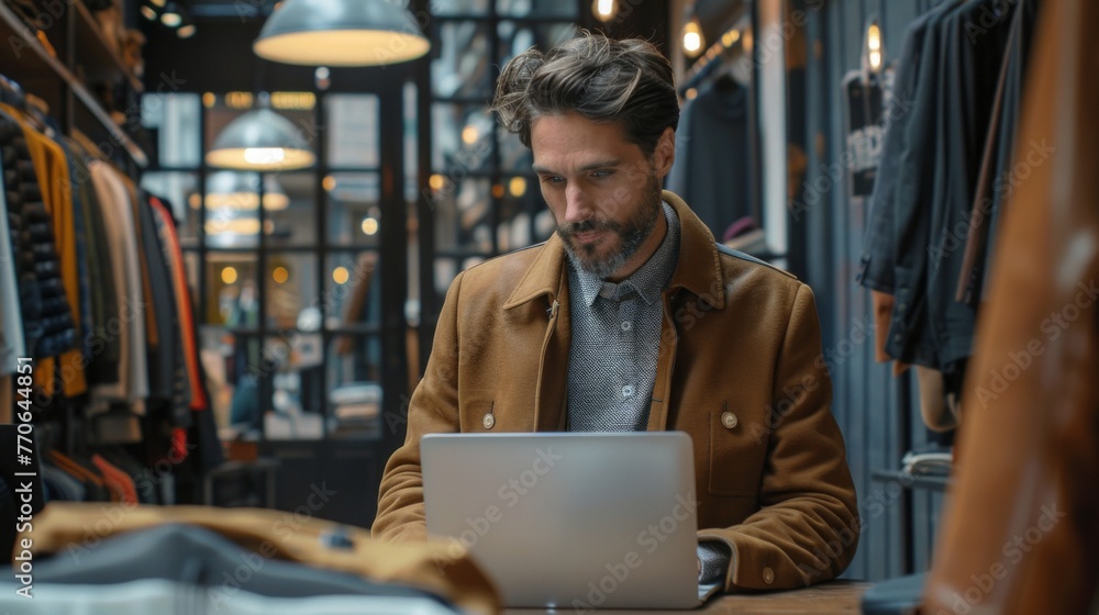 Fashion designer creates clothes and develops future wear collection in ...