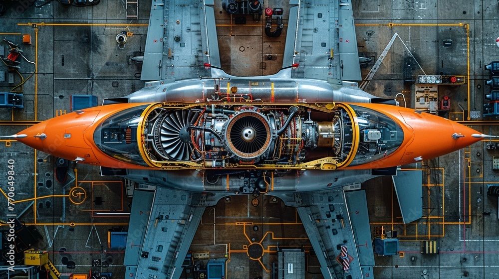 Showcase the mesmerizing details of a jet engines components in a ...