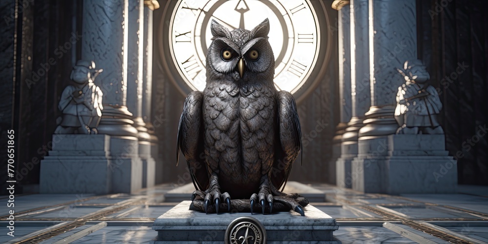 Representing wisdom and intelligence, the owl statue stands as a ...