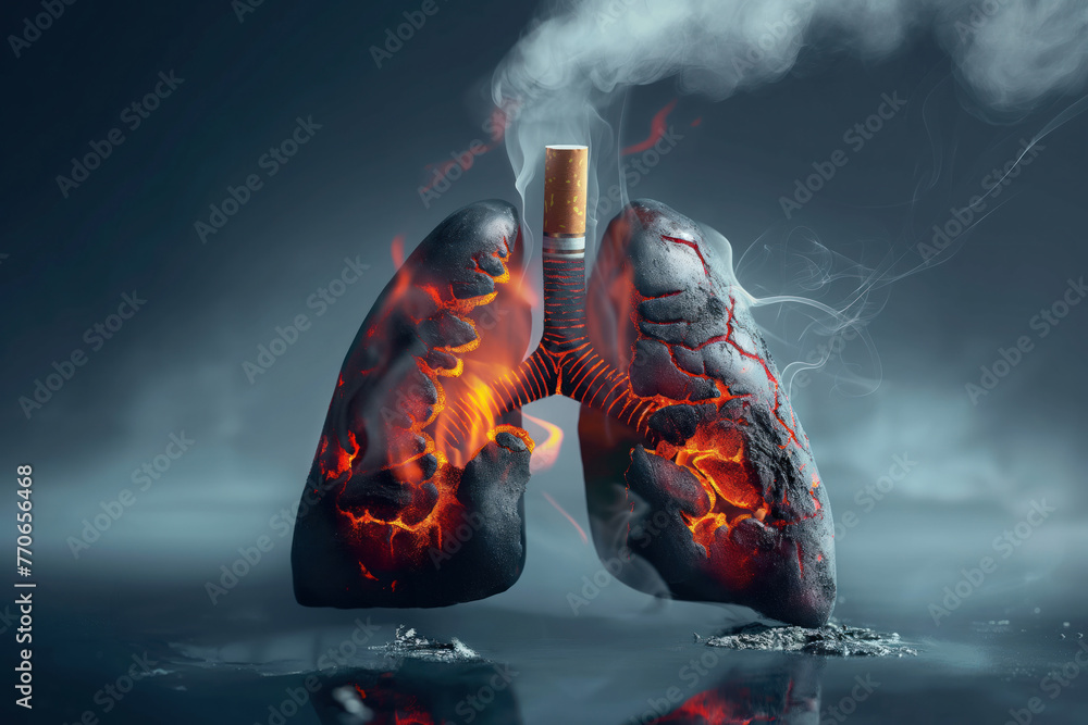 Smoking cigarettes causes dangerous damage to lungs and causes various ...