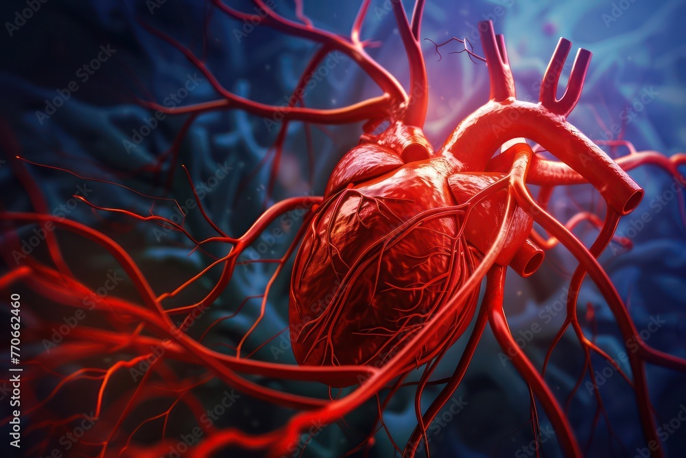 Human heart with nerve extensions and chain neurons in a vein Stock ...