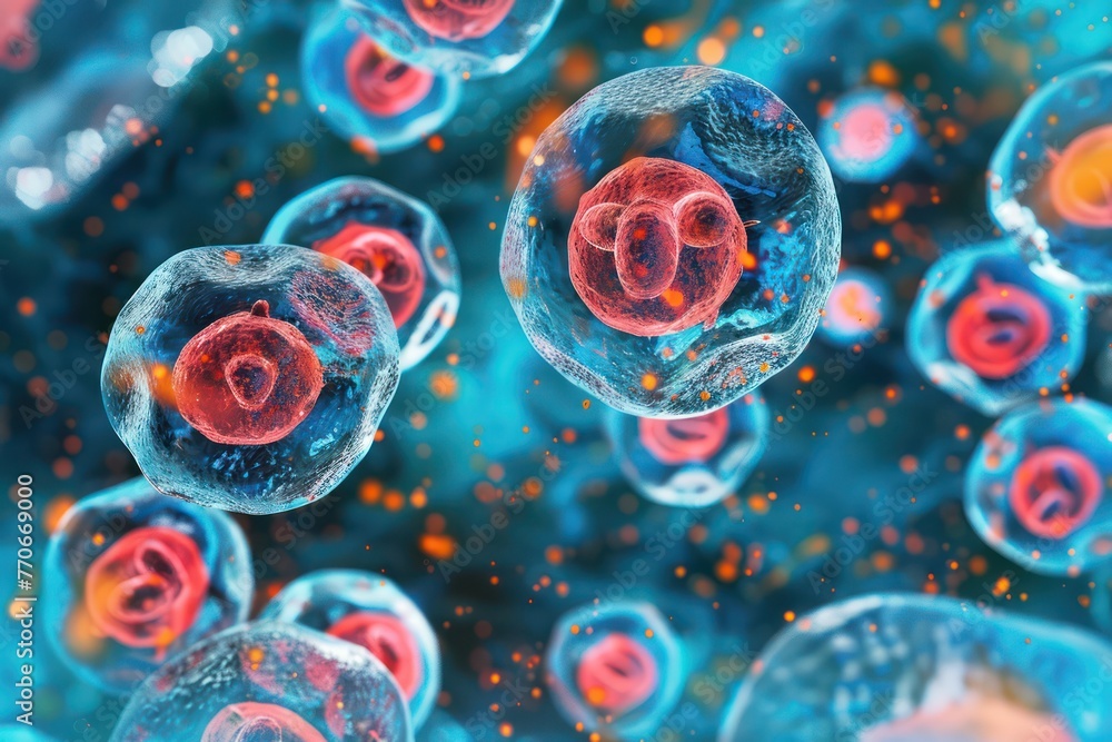 Visualization of enlarged floating cells on a computer screen in an ...