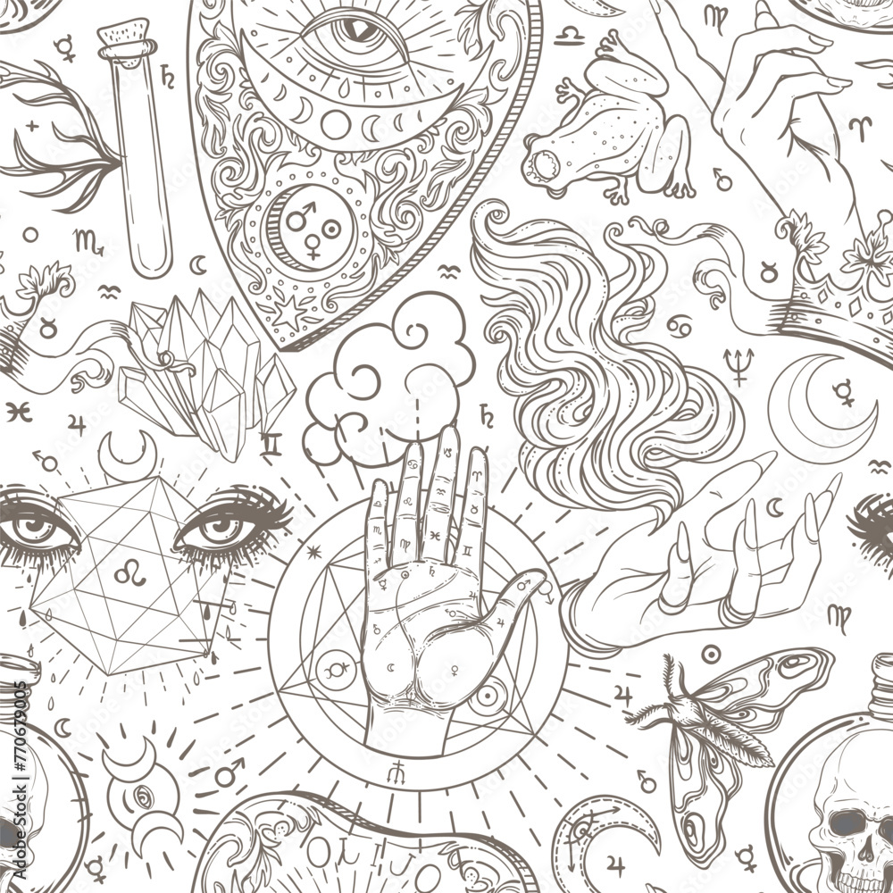 Mystic, magic, background. Religion and the occultism with esoteric and ...