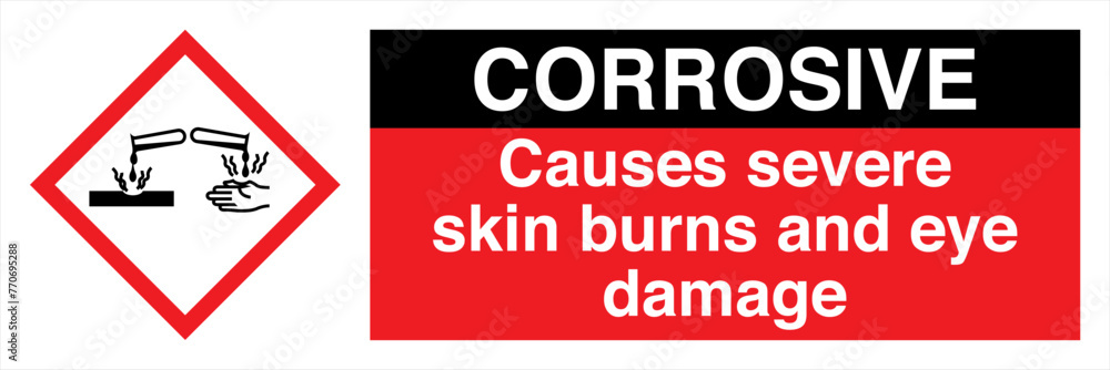 ISO 7010 Prohibition GHS Chemicals Label and Hazard - Corrosive Causes ...