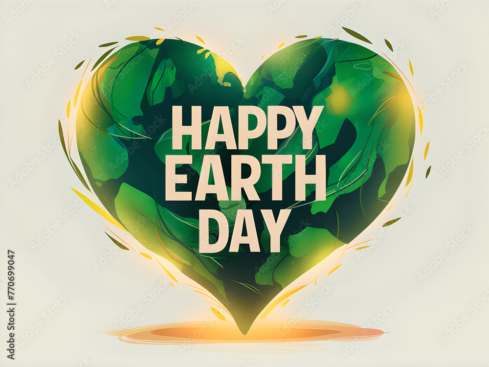 Happy Earth Day, Earth Day Illustration Heart, Heart shaped earth ...