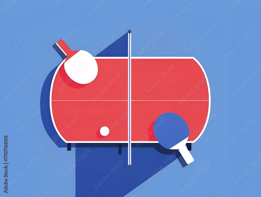 Vector illustration depicting a ping pong poster template featuring a ...
