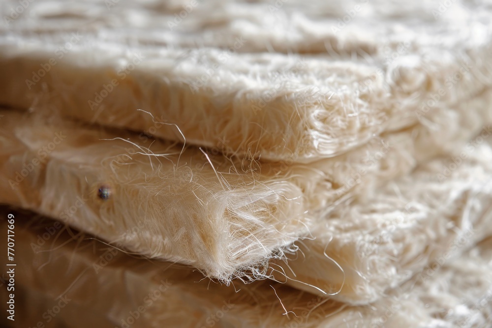 Mineral wool batts, showcasing their fibrous texture and density Stock ...