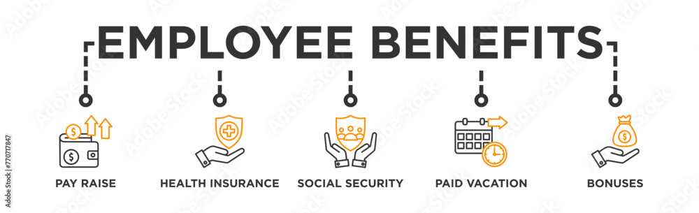 Employee benefits banner web icon vector illustration concept with icon ...