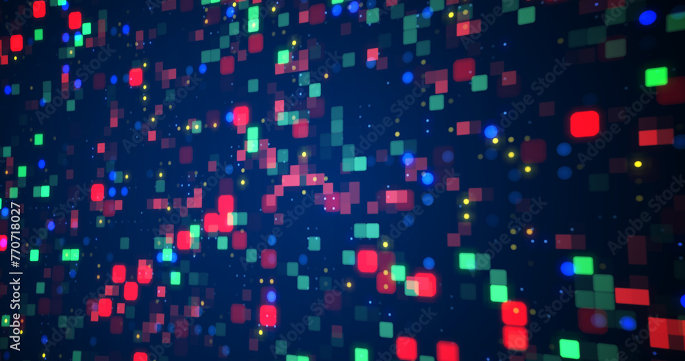Cool technology digital dots square flickering cyberspace networking data bg. Big data ...