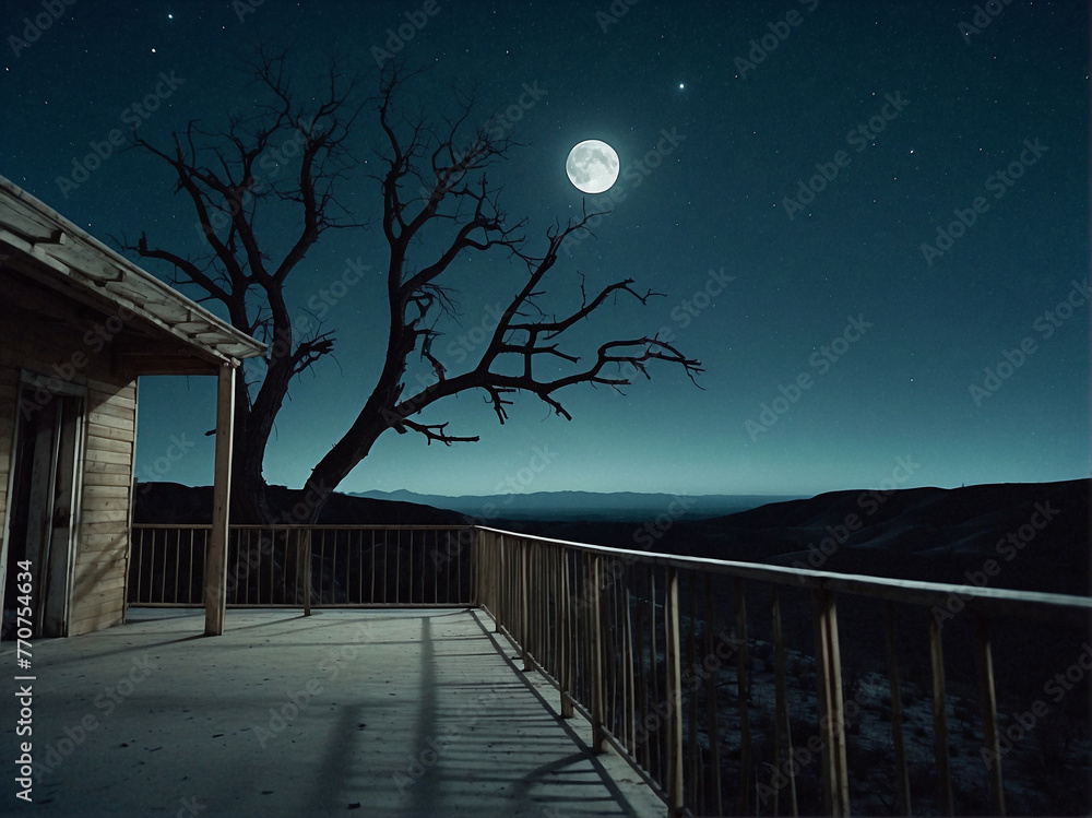 Mystical Moonlit Nights Enchanting Moon Illustrations in Haunting Landscapes. Moonlit Forests ...