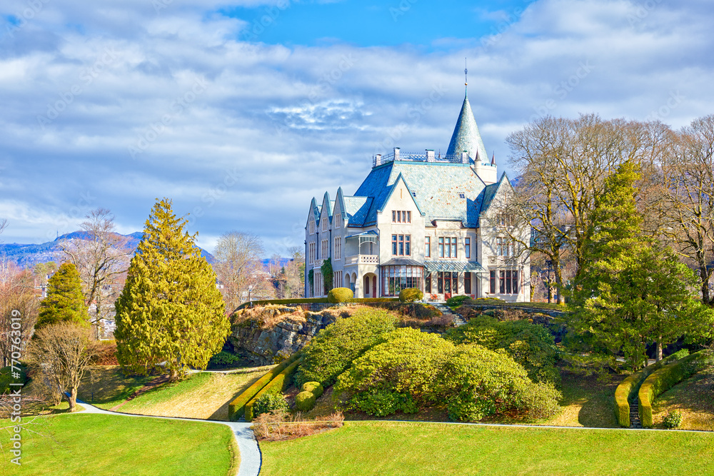 Bergen, Norway - March 29, 2024: Historic royal castle Gamlehaugen with ...