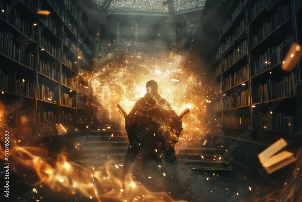 Arcane Mastery,Witnessing the Sorcerer's Spellcasting Amidst Flying ...