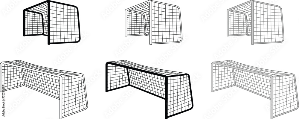 Soccer / Football Net in Side View Perspective Clipart - Outline ...