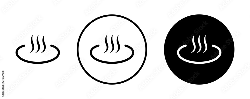 Japanese Onsen Spa and Hot Bath Icons. Traditional Japan Resort and ...