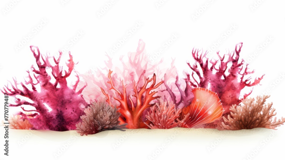 Coral reef border design on white background for versatile and creative ...