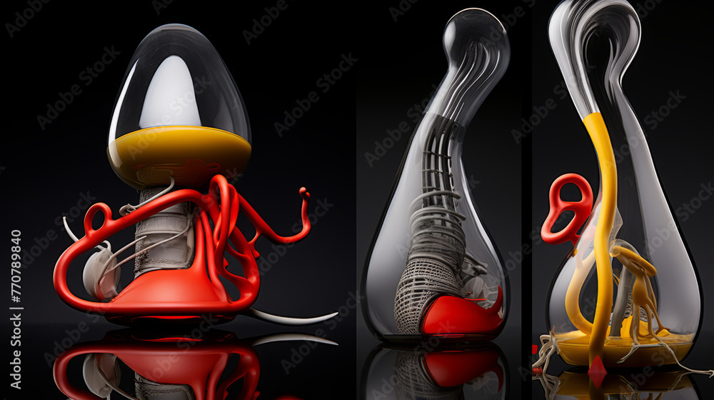 Avant-garde glass vases similar to scientific flasks for experiments ...