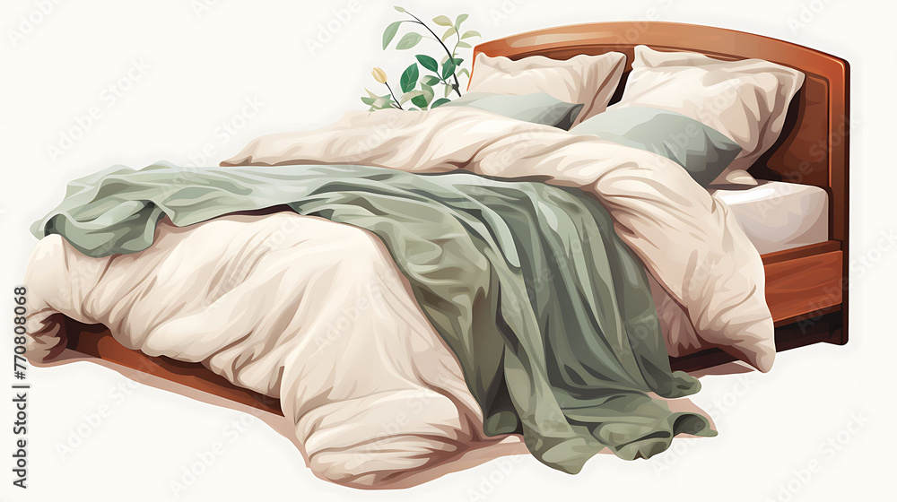 Double bed on transparent background, white background, isolated, bed ...