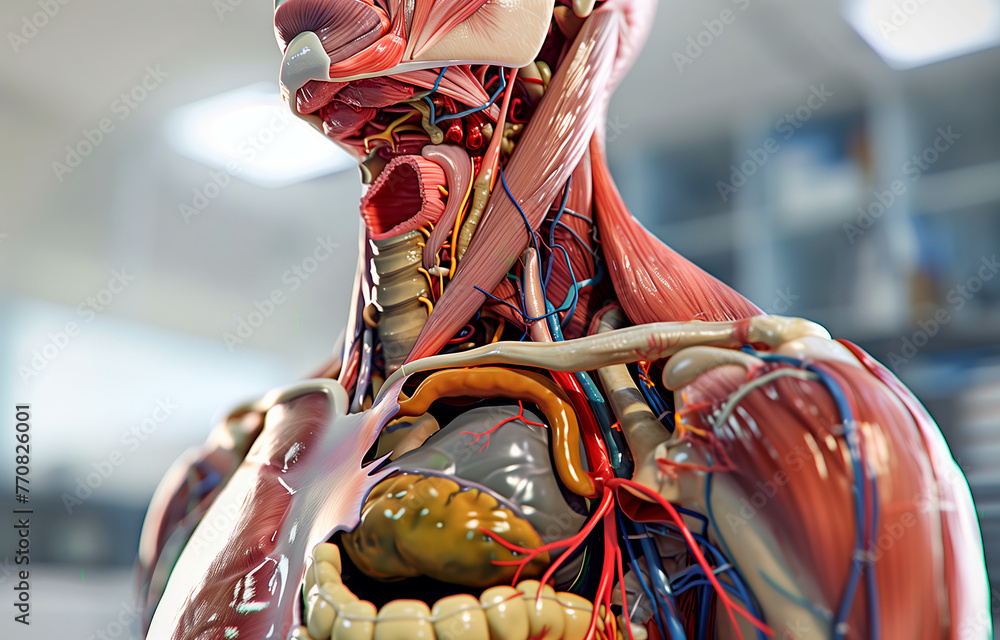 Detailed Human Anatomy Model with Viscera and Vessels. An anatomical ...