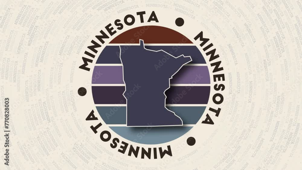 Minnesota logo intro. Badge with the circular name and map of us state ...
